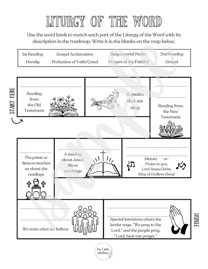 Parts of the Mass Worksheet, Catholic Mass Worksheet - Etsy