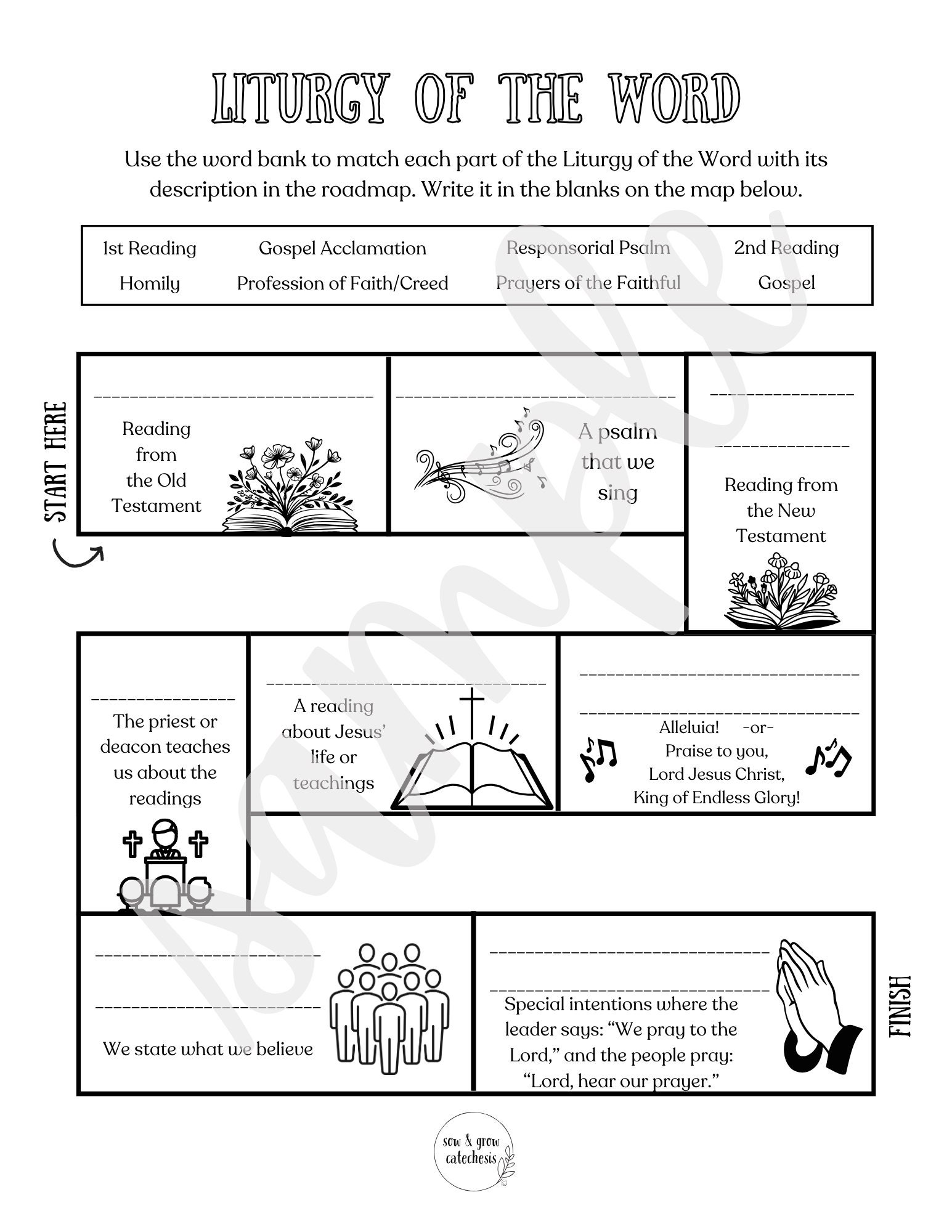 Parts of the Mass Worksheet, Catholic Mass Worksheet - Etsy