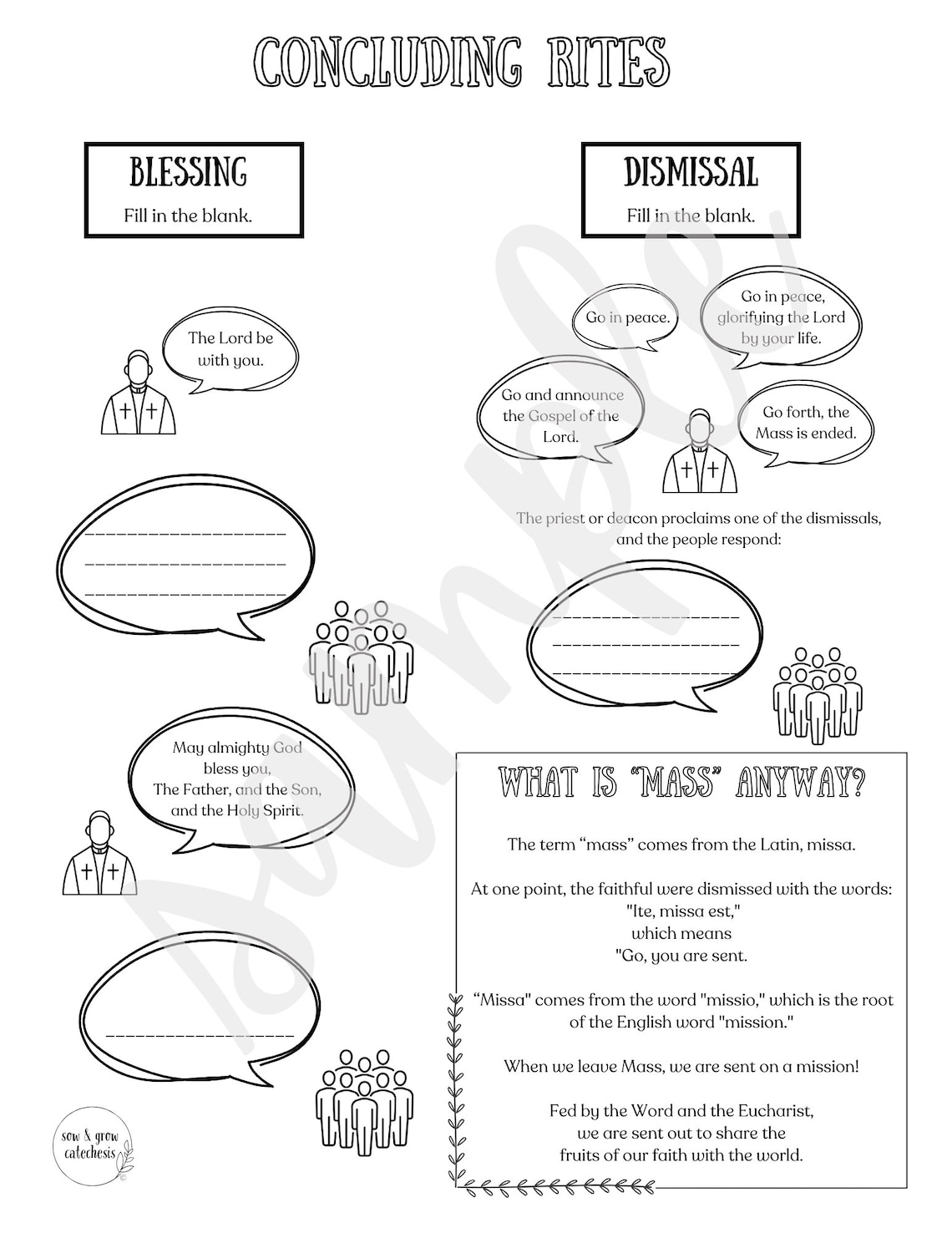 Parts of the Mass Worksheet, Catholic Mass Worksheet - Etsy