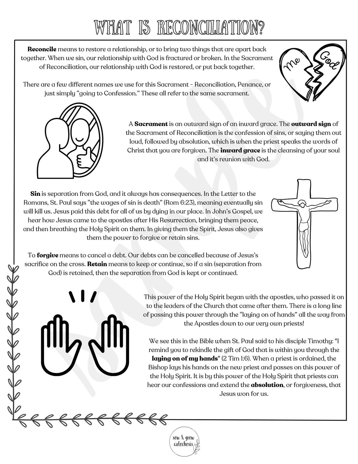 Reconciliation Review Worksheet, Confession, Sacrament of ...