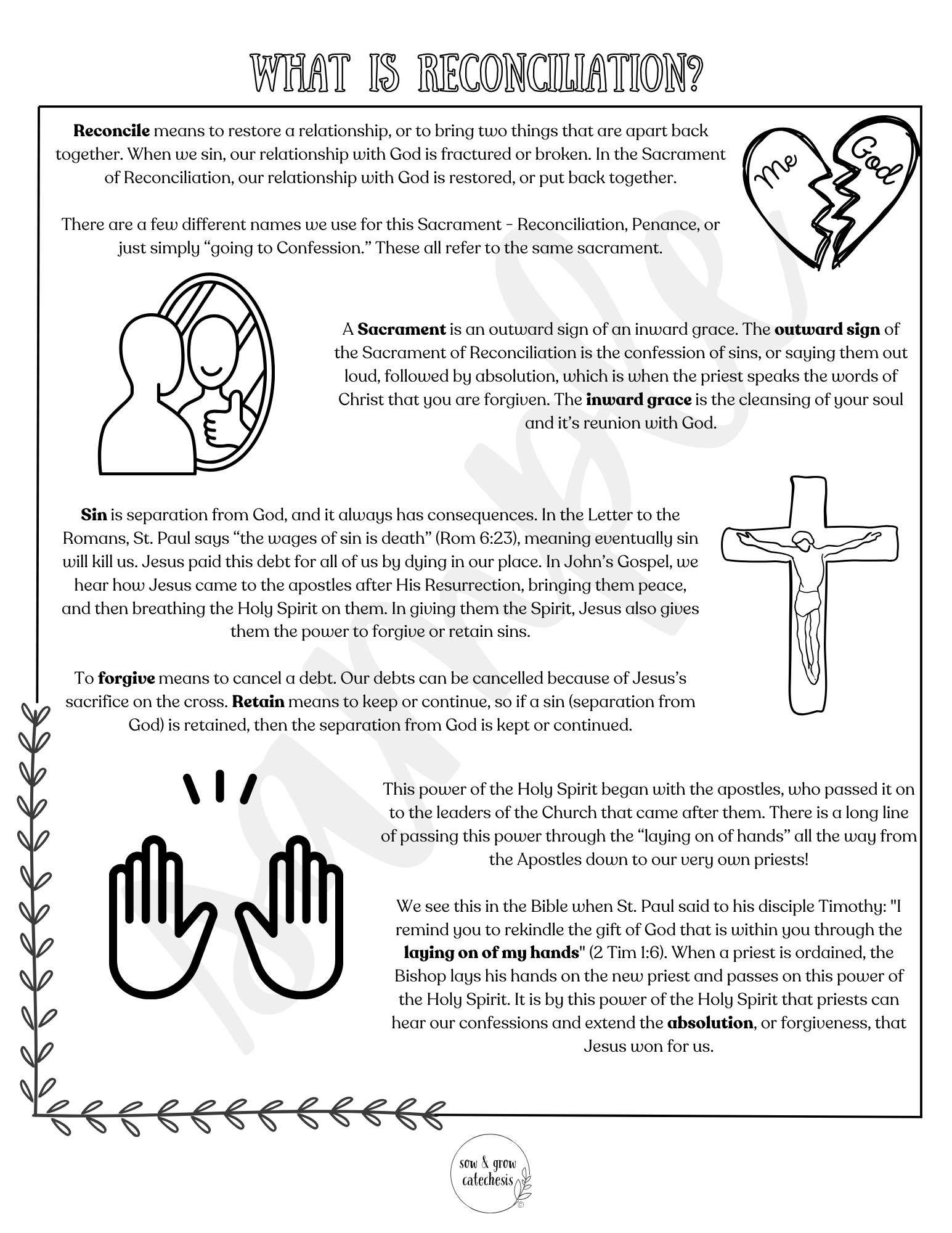 Reconciliation Review Worksheet, Confession, Sacrament of ...