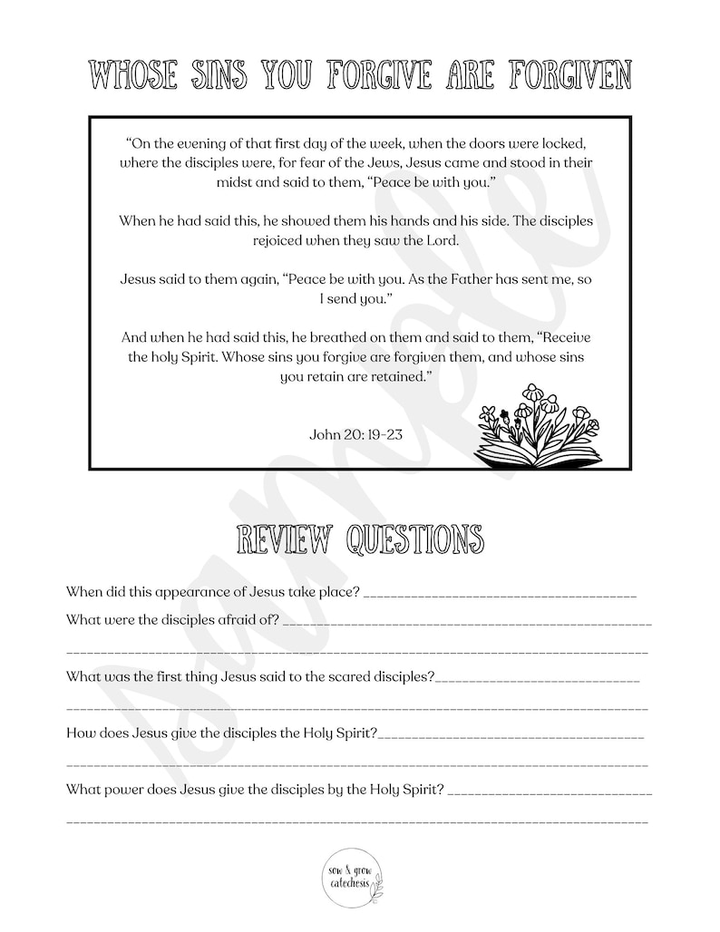 Reconciliation Review Worksheet, Confession, Sacrament of ...
