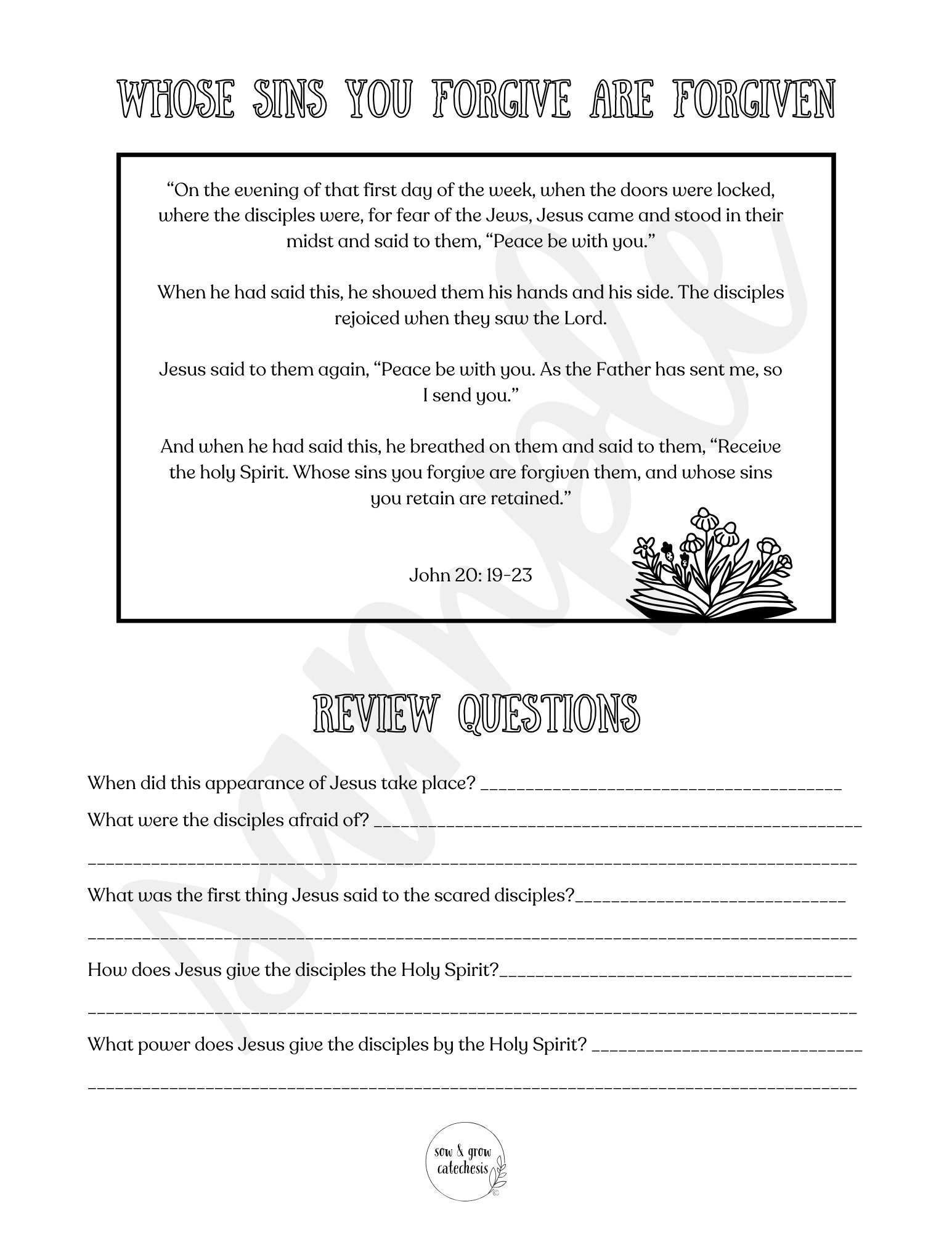 Reconciliation Review Worksheet, Confession, Sacrament of ...