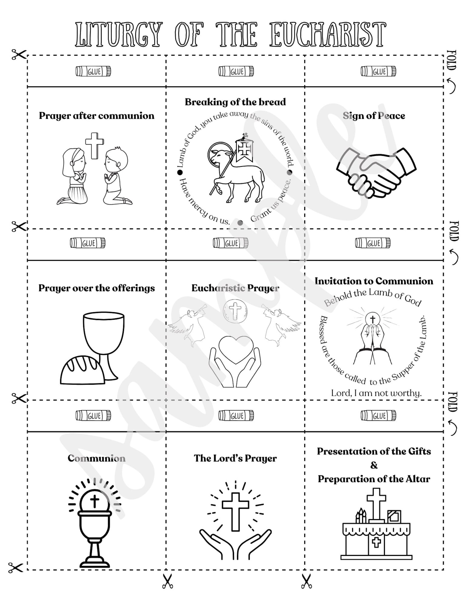 Parts of the Mass Worksheet, Catholic Mass Worksheet - Etsy
