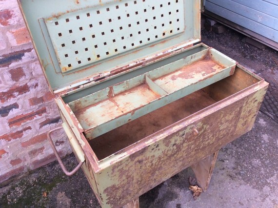 Vintage Steel Industrial Tool Box | Etsy