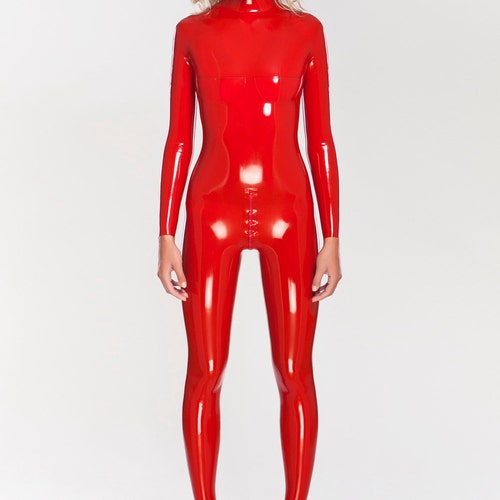 Latex Catsuit With Cutouts For Breast And Crotch Area Etsy