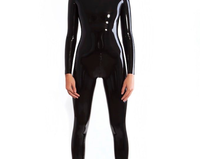 Neck Entry Latex Catsuit With Double Slider Crotch Zipper - Etsy