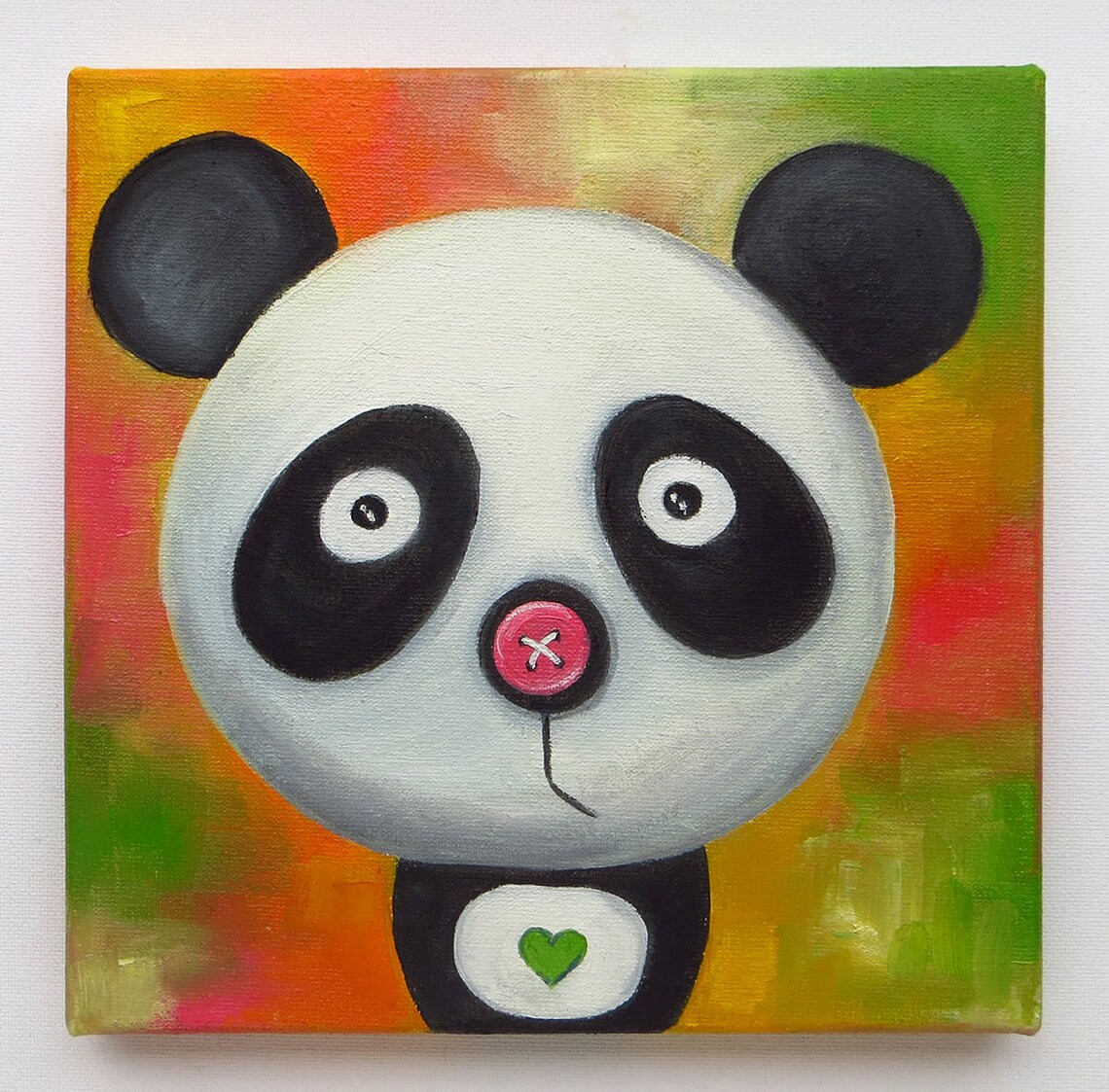 Pandas Portrait Original Oil Painting on Canvas 20x20 Cm - Etsy