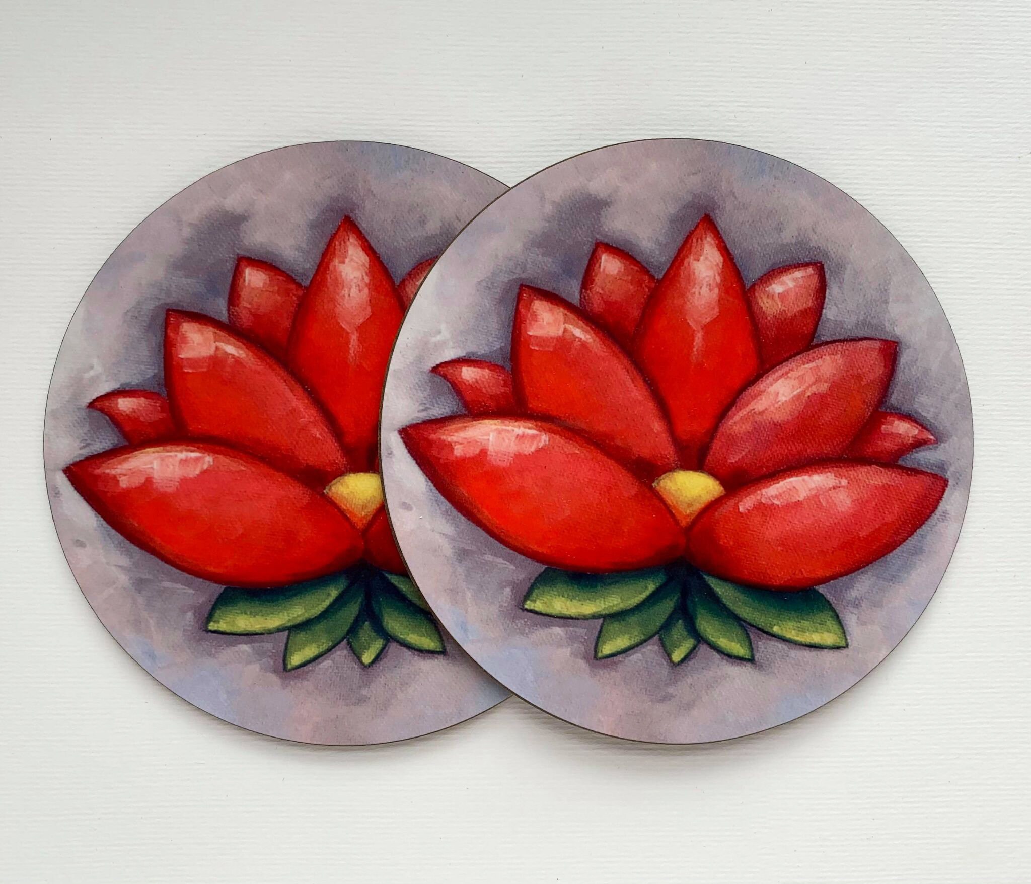 Two Coasters - Set of Two Coasters Lotus Flower - Etsy