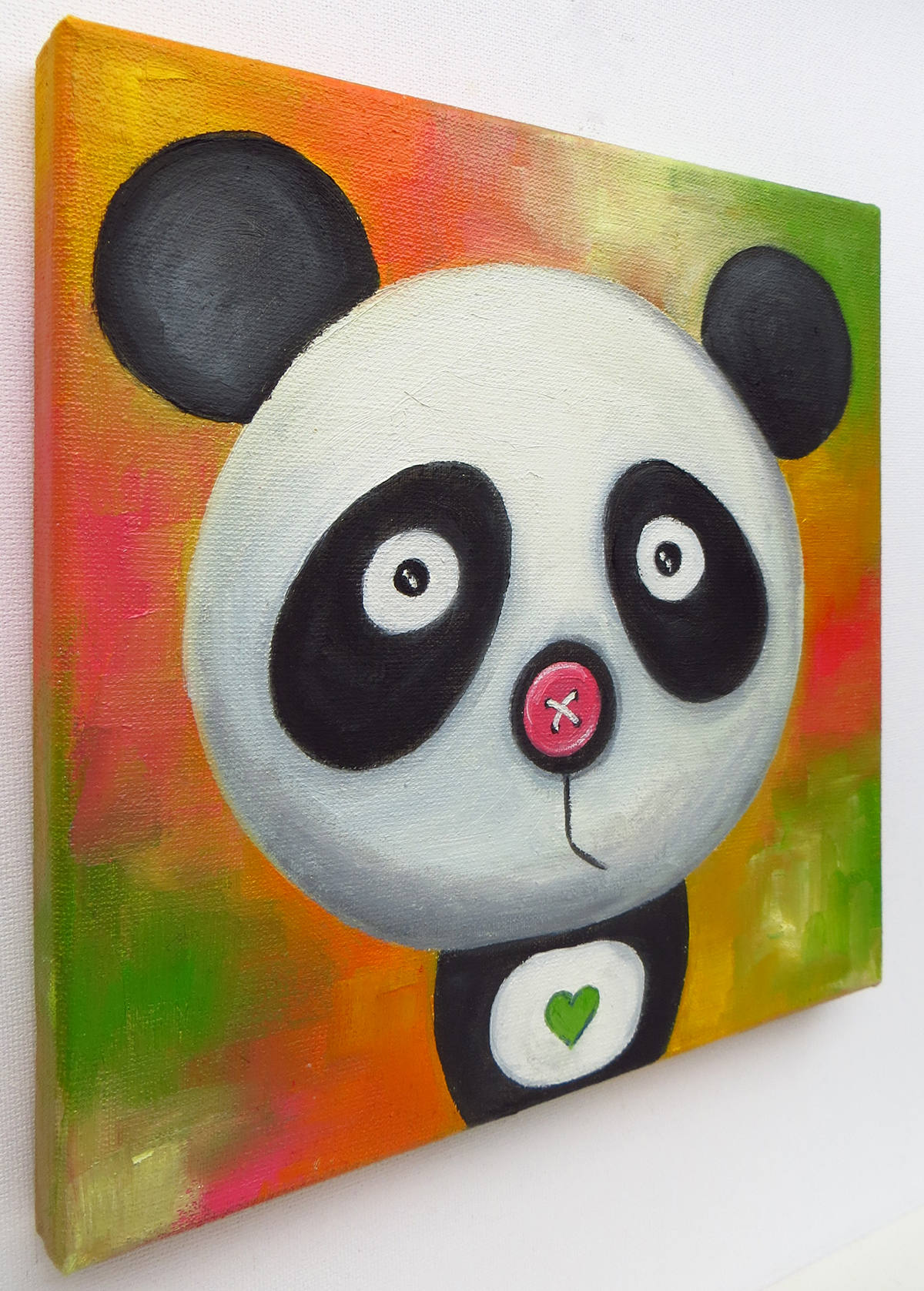 Pandas Portrait Original Oil Painting on Canvas 20x20 Cm - Etsy