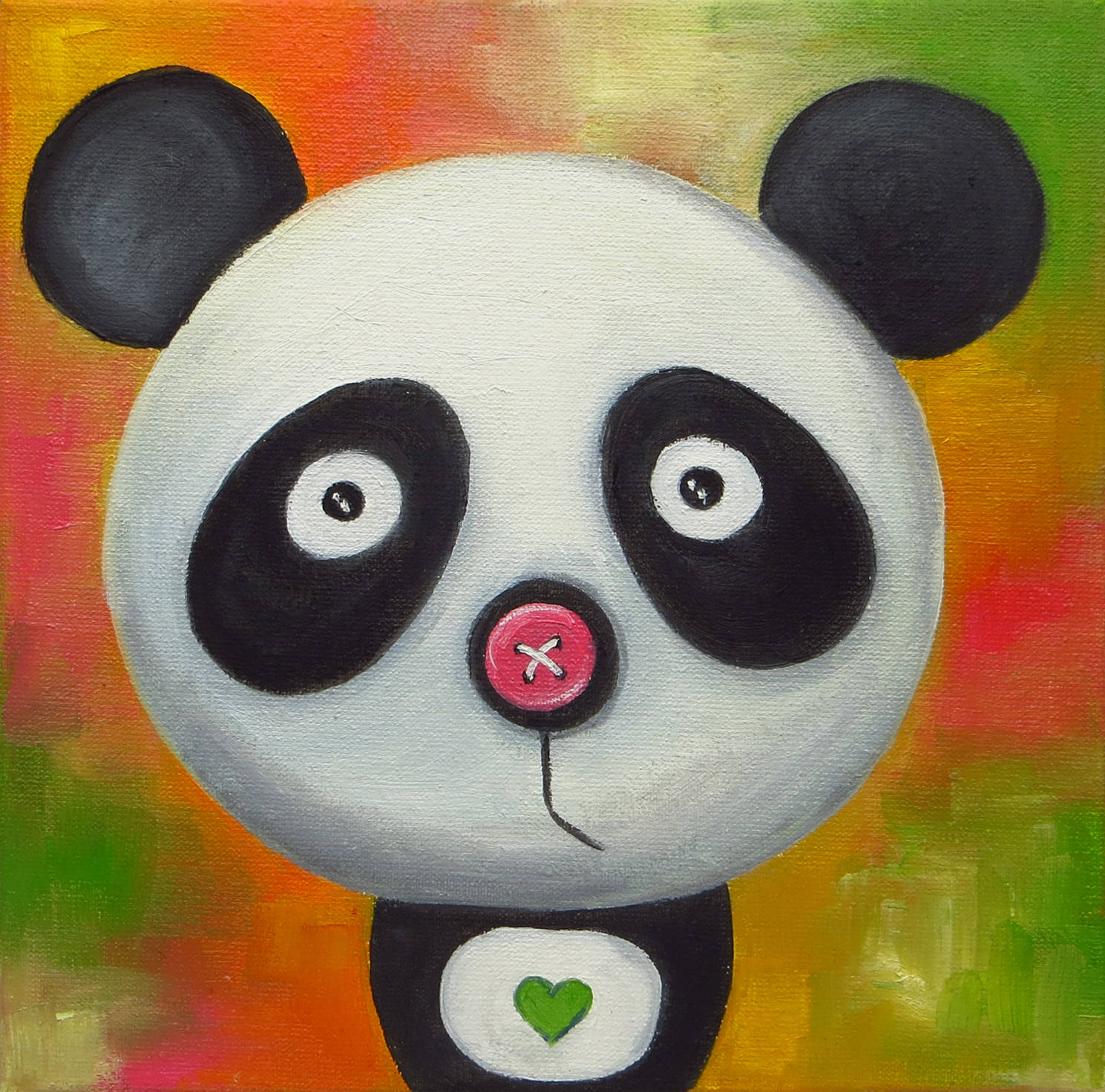 Pandas Portrait Original Oil Painting on Canvas 20x20 Cm - Etsy