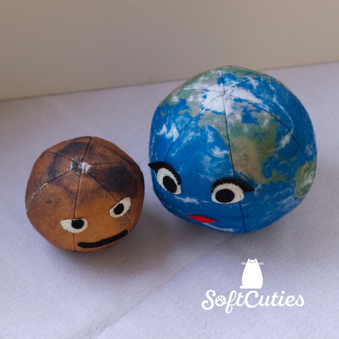 Made to Order. Earth and Mars Soft Toys. Solar System. Toy Globe. Felt ...