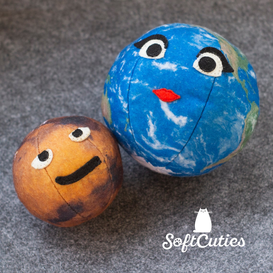 Made to Order. Earth and Mars Soft Toys. Solar System. Toy Globe. Felt ...