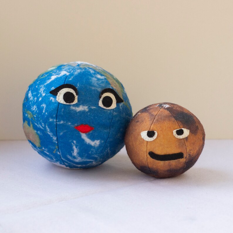 Made to Order. Earth and Mars Soft Toys. Solar System. Toy Globe. Felt ...