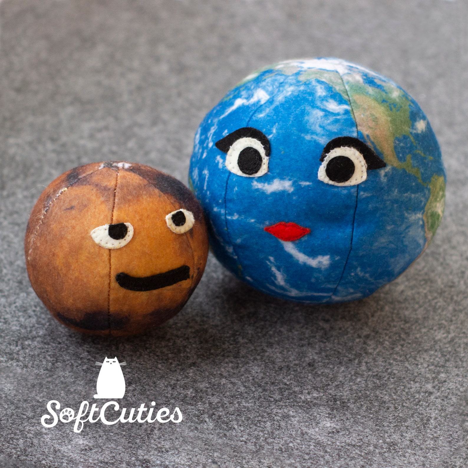 Made to Order. Earth and Mars Soft Toys. Solar System. Toy Globe. Felt ...