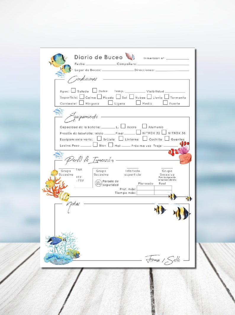 A5 and A4 Templates in Downloadable PDF Format. Illustrated Dive Log ...