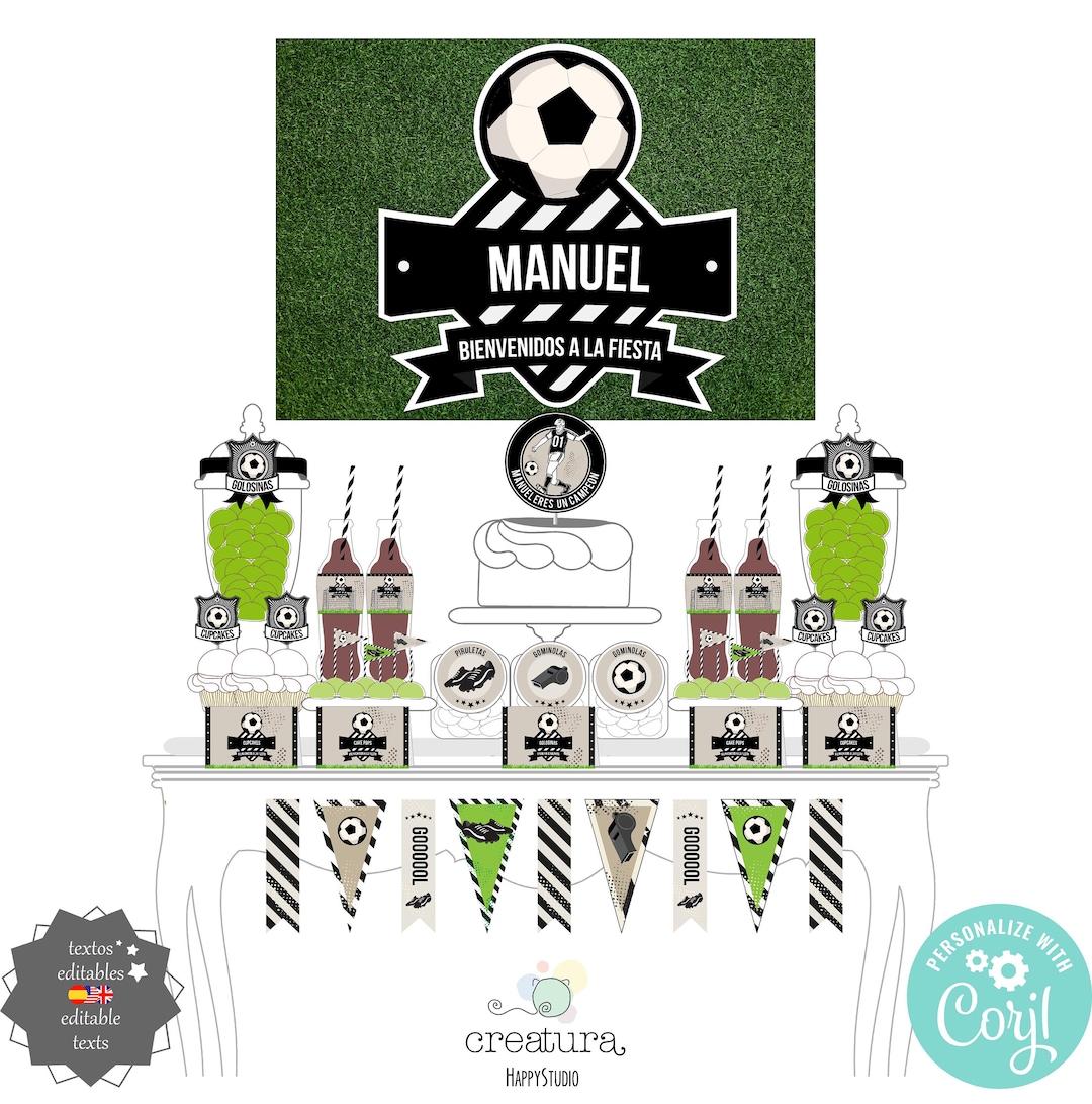 Edit and Print Soccer, Football Party Decor / DIY Soccer Decoration ...
