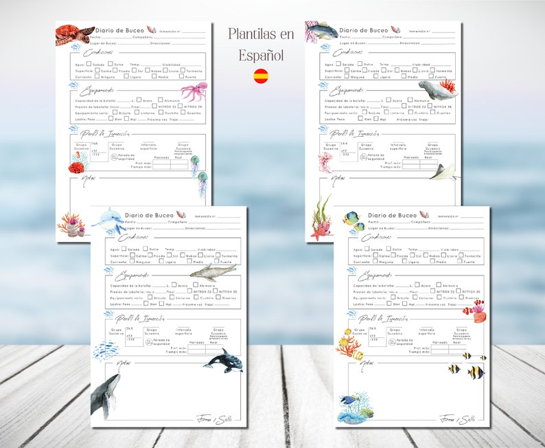 A5 and A4 Templates in Downloadable PDF Format. Illustrated Dive Log ...