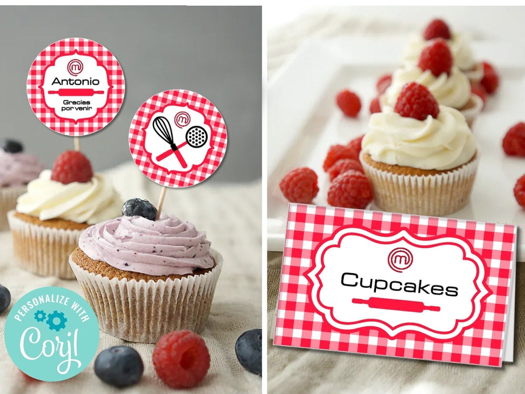 Personalised Masterchef Stand up Editable Cupcake Toppers / Thank You ...