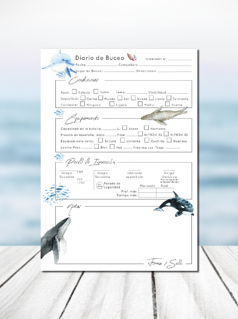 A5 and A4 Templates in Downloadable PDF Format. Illustrated Dive Log ...
