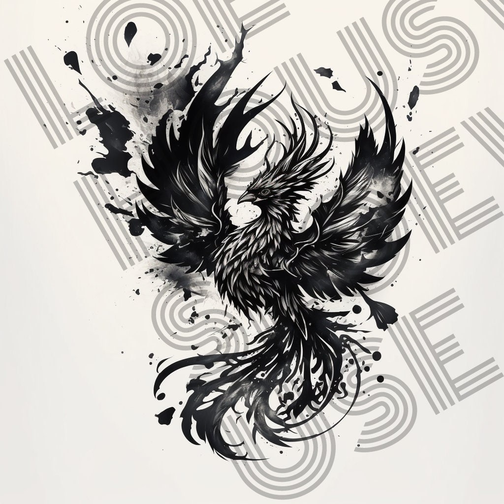 Black And White Phoenix Drawing