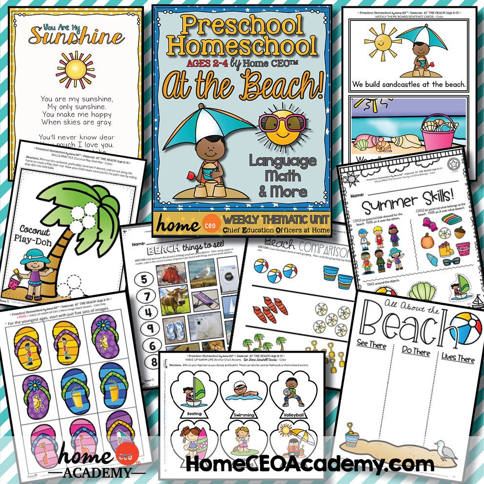 Preschool Homeschool Summer Beach Unit - Etsy