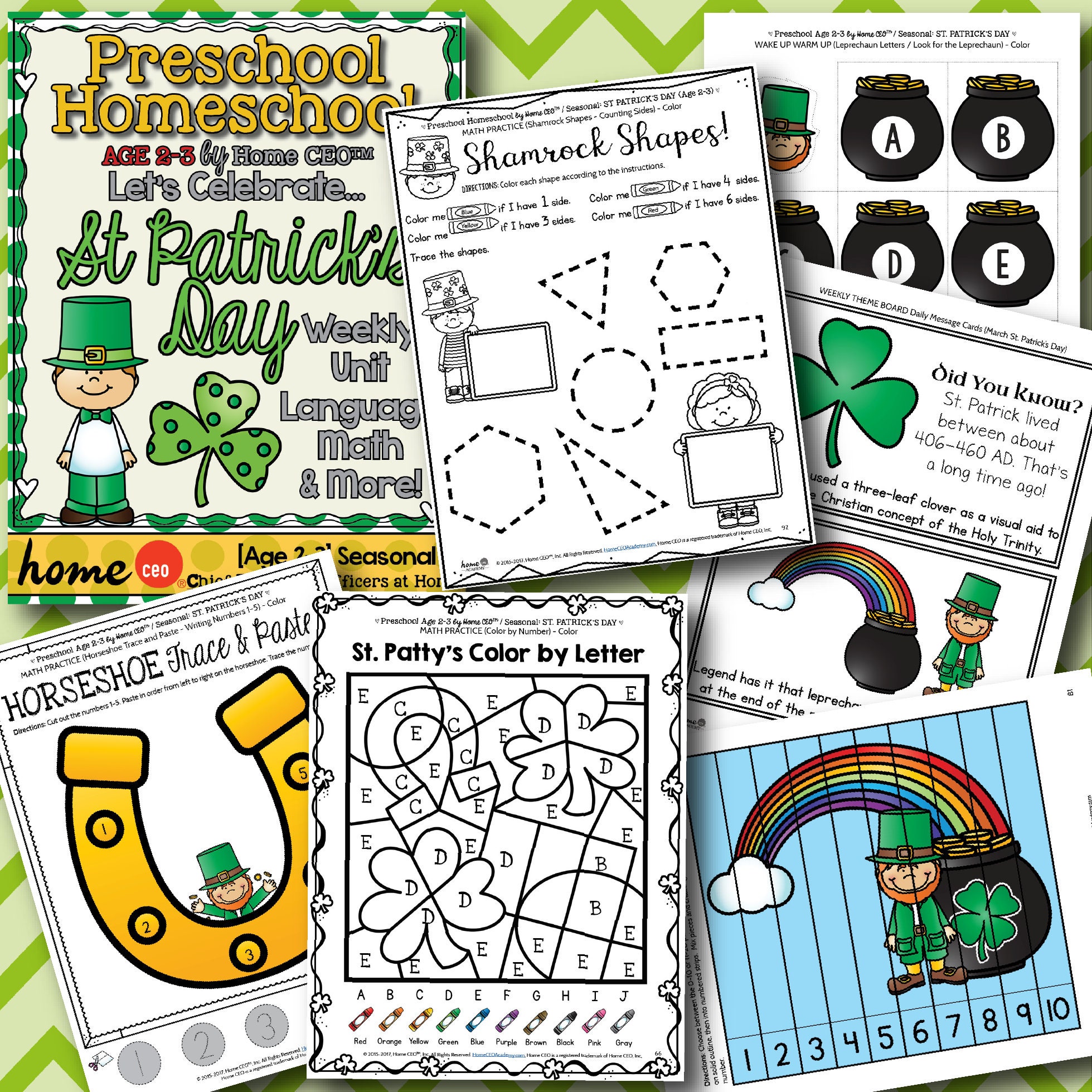 Preschool Homeschool St. Patricks Day Unit - Etsy