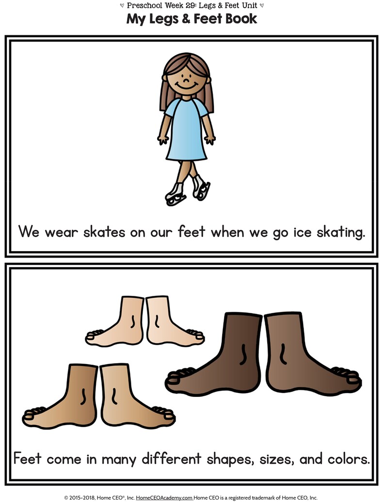 Preschool Homeschool Legs and Feet Unit - Etsy