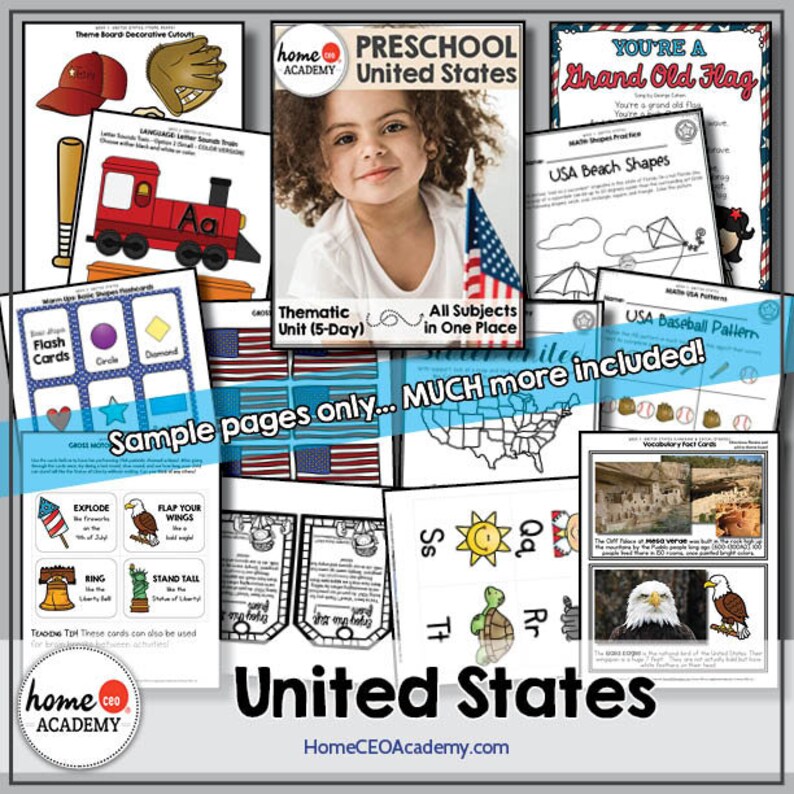 Homeschool Preschool USA Unit - DOLLAR DEAL - Etsy
