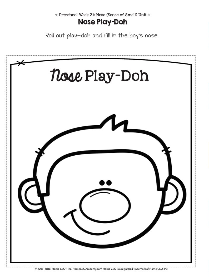 Preschool Homeschool Nose Unit | Etsy