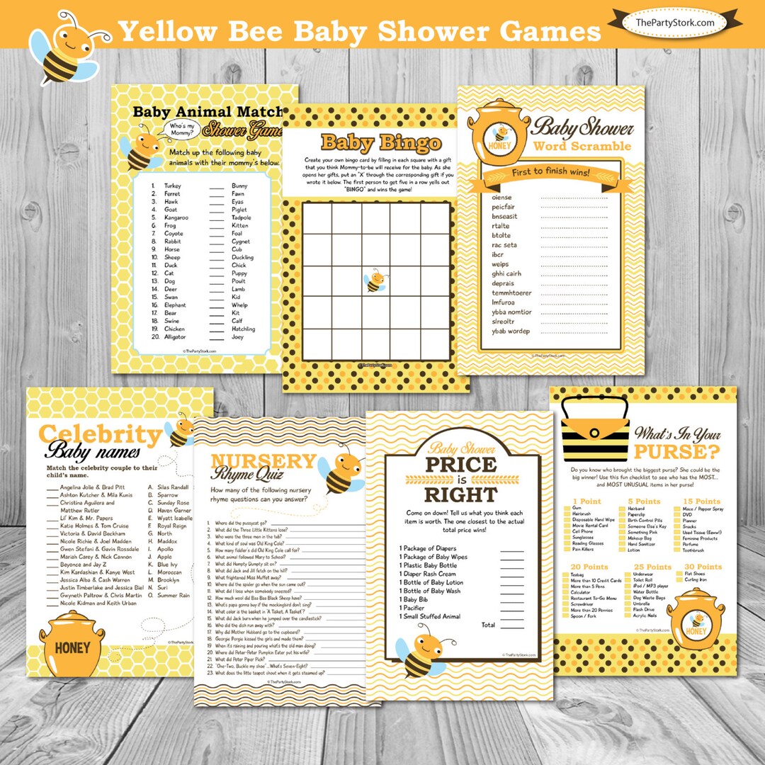 Bee Baby Shower Games Printable, Bumble Bee Baby Shower Games Mommy to ...