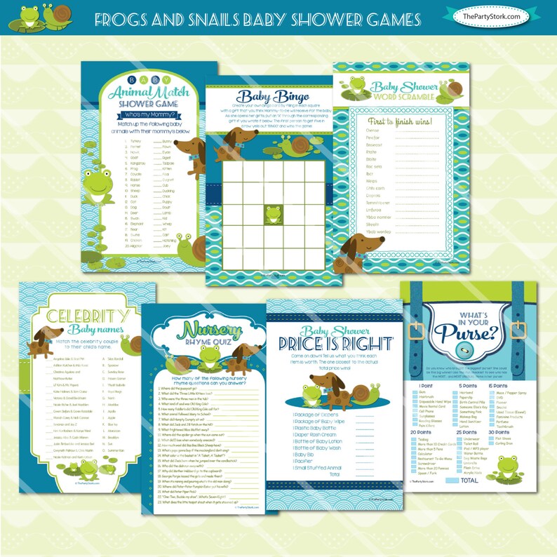 Frogs Snails and Puppy Dog Tails Baby Shower Games, Puppy Baby Shower ...