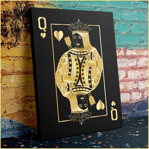 Queen of Hearts Beautiful Printable Wall Art in Black and Gold - Etsy