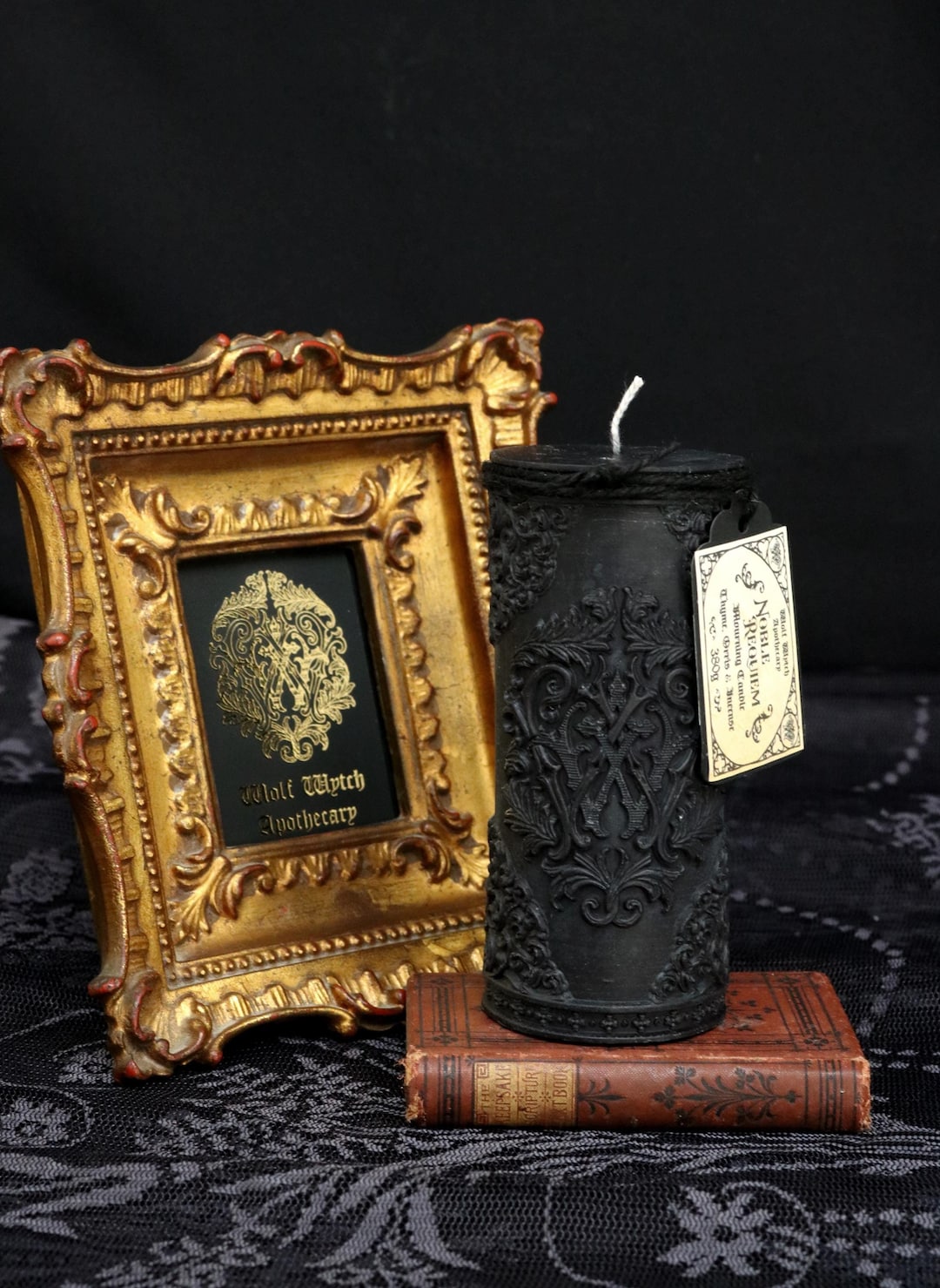 Victorian Black Baroque Candle, Remembrance Ornate Gothic Candle ...