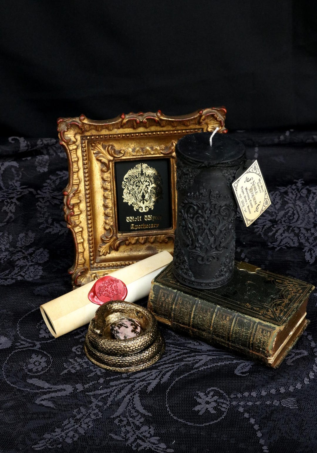 Victorian Black Baroque Candle, Remembrance Ornate Gothic Candle ...