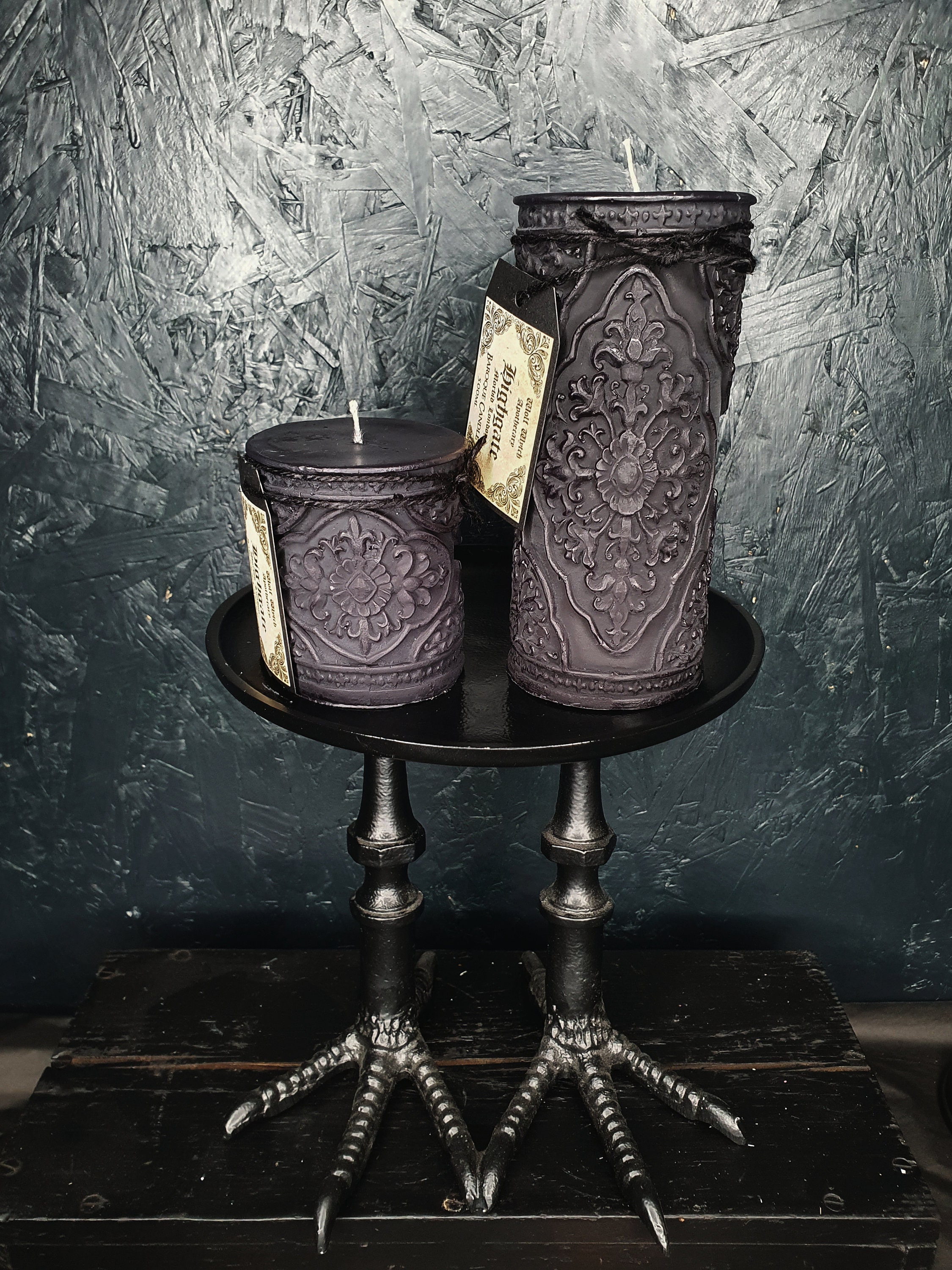 Black Baroque Candle Ornate Gothic Candle Witchy Pillar - Etsy UK