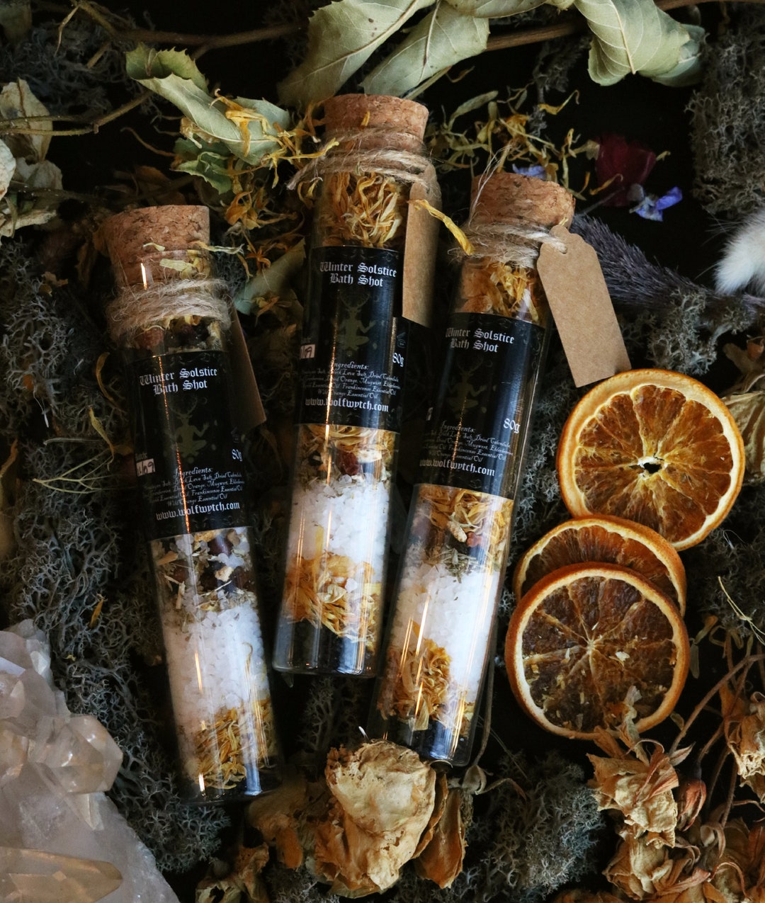 Winter Solstice Bath Salt Tube, Pagan Yuletide Gift, Green Witch Ritual ...