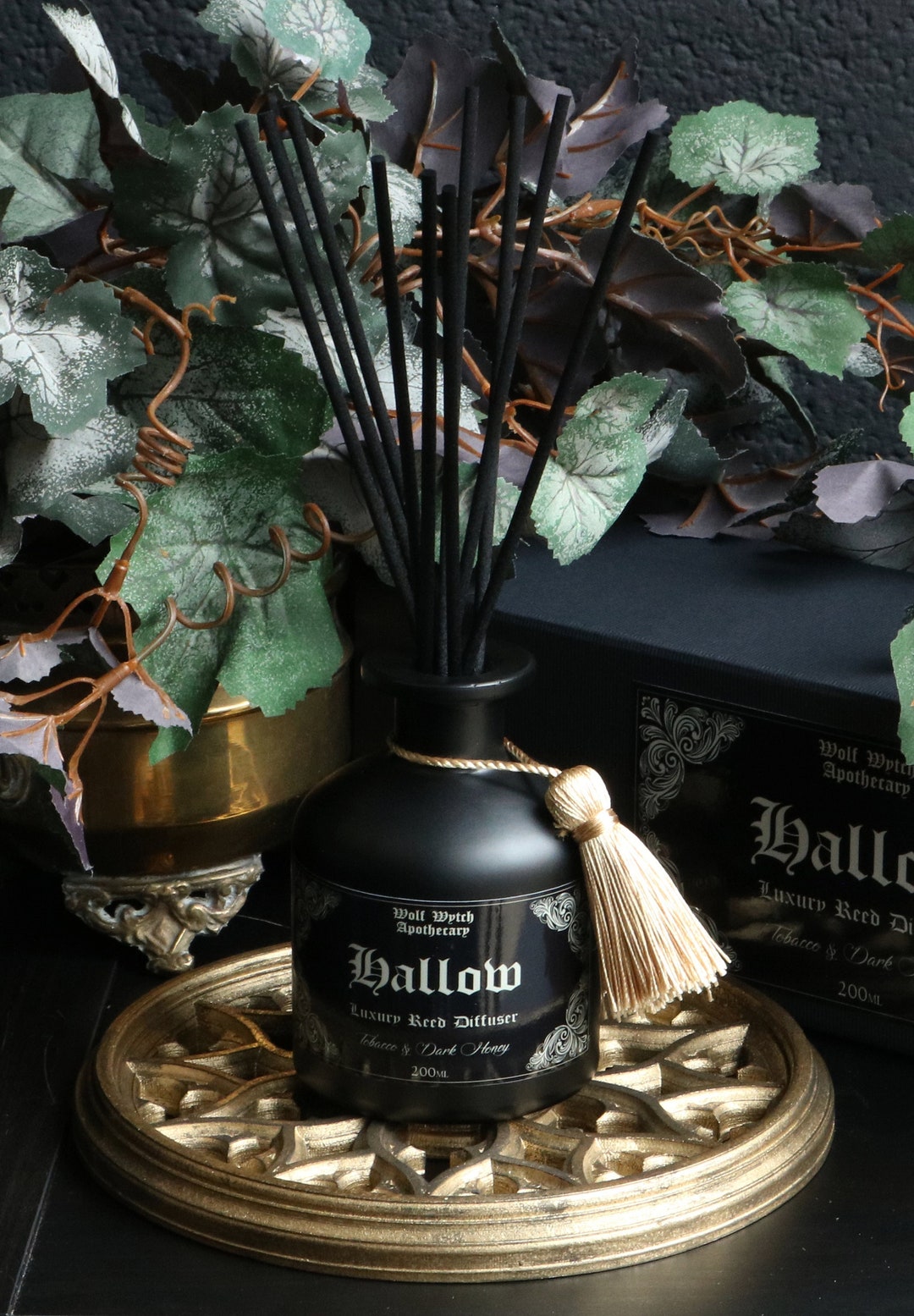Gothic Reed Diffuser, Tobacco and Honey Scented, Apothecary Bottle Reed ...