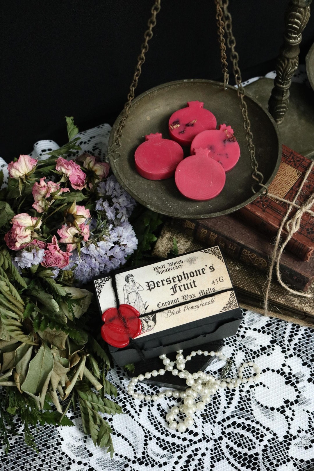 Persephone Wax Melts, Greek Mythology Gift, Black Pomegranate Scented ...