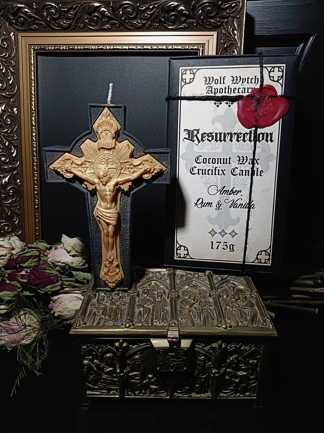 Black Crucifix Candle, Gothic Cross Candle, Gothic Home Decor, Macabre ...
