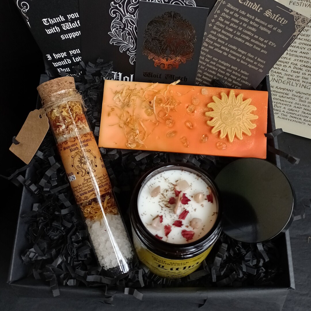 Summer Solstice Gift Box, Witchy Litha Candle, Midsommar Candle Gift ...