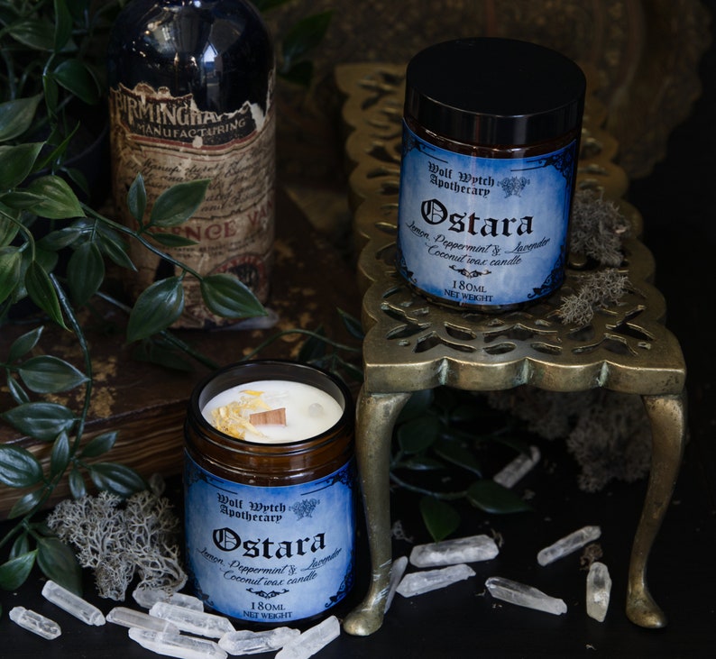 Ostara Candle, Pagan Sabbat Candle, Crystal Candle for Witches, Spring ...