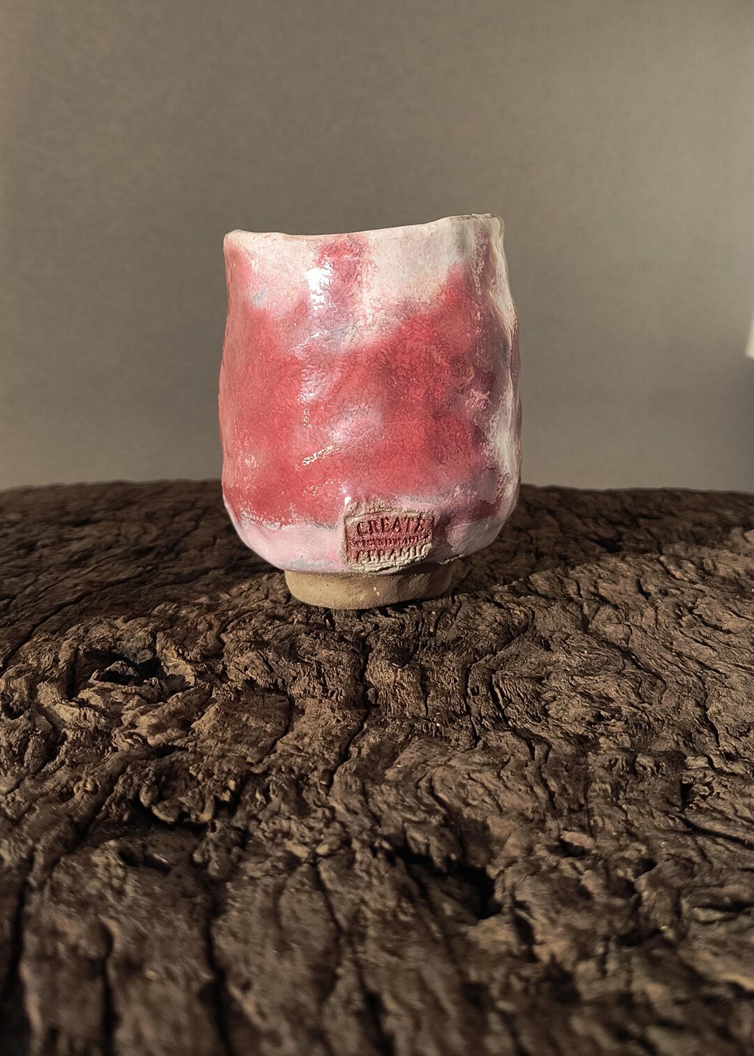 Handmade Wood-fired RAKU Yunomi Cup: Copper & White Enamel Ceramic - Etsy