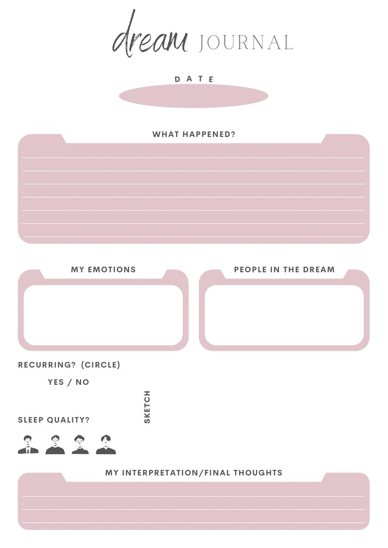 Dream Journal Printable - Etsy