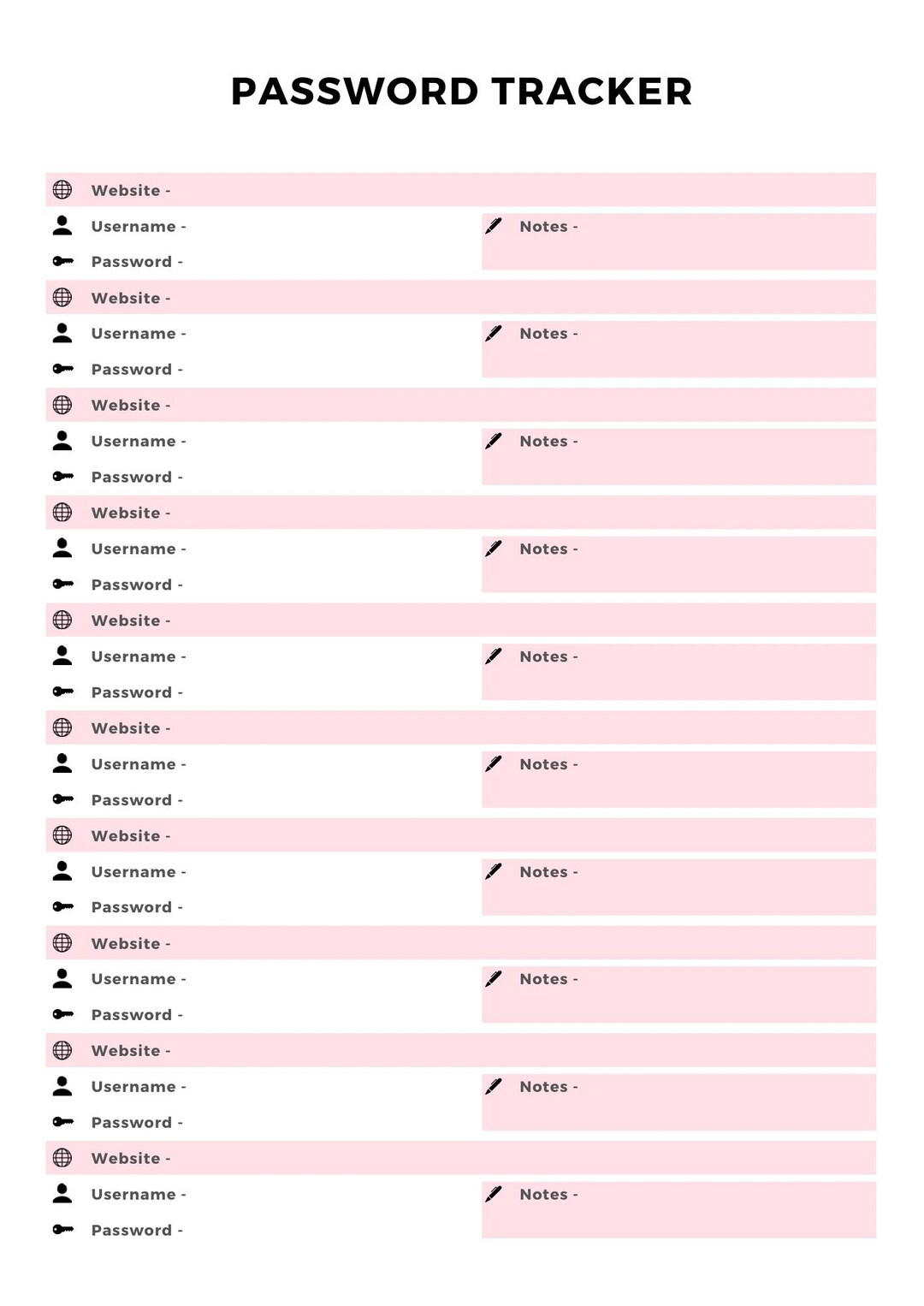 Password Tracker- Pink - Etsy