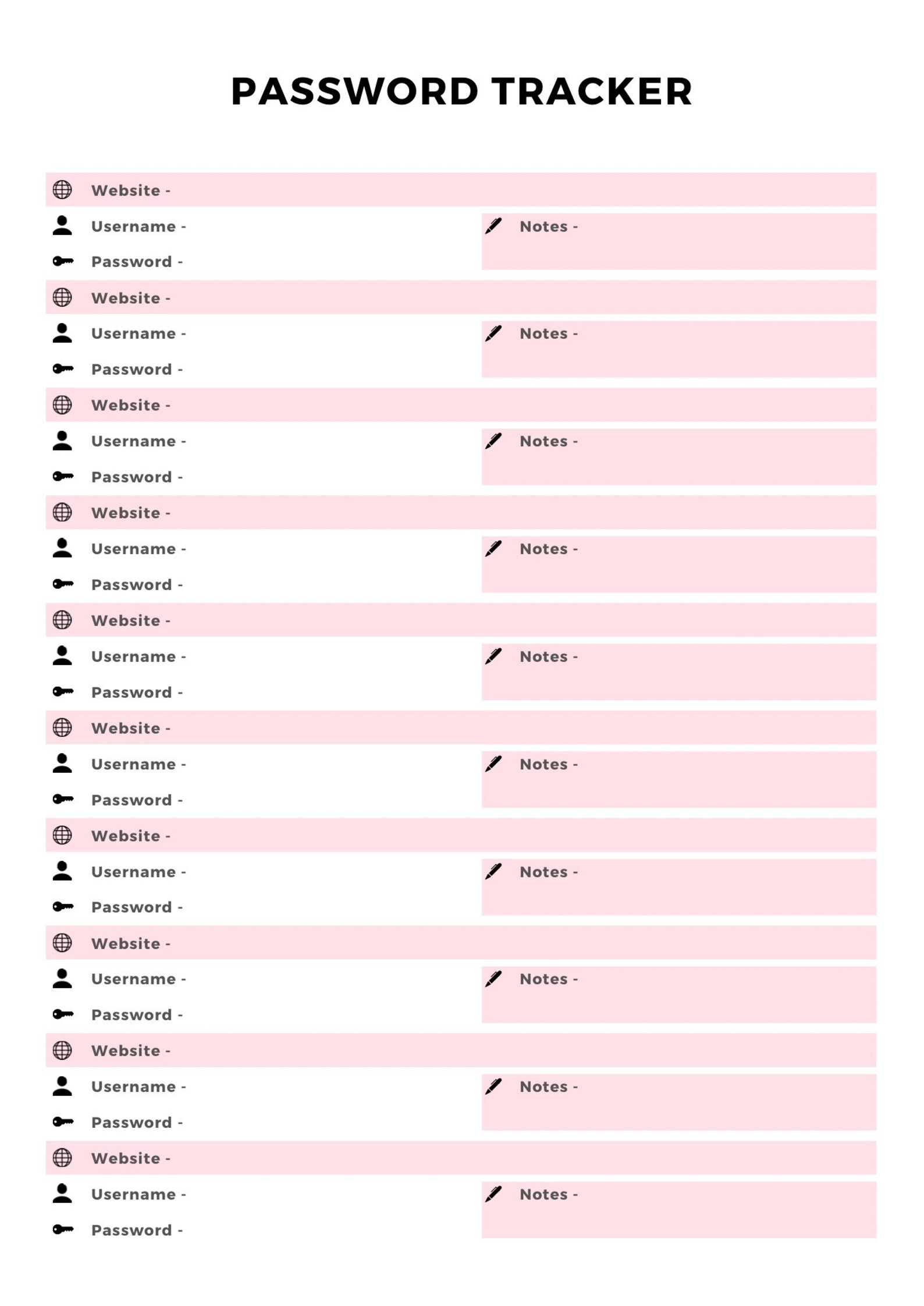 Password Tracker- Pink - Etsy