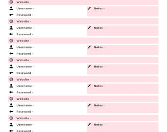 Password Tracker | Instant Download | Pink Floral Log | Journal - Etsy