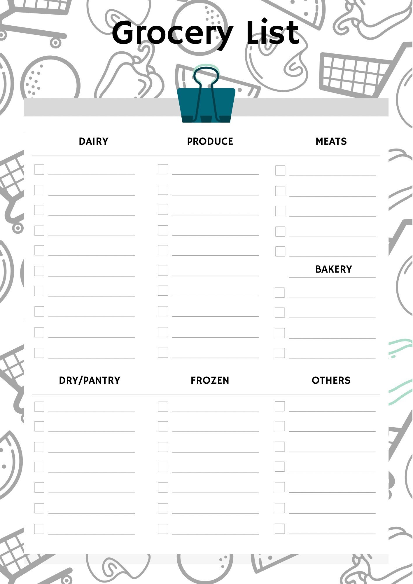Grocery List- Printable - Etsy
