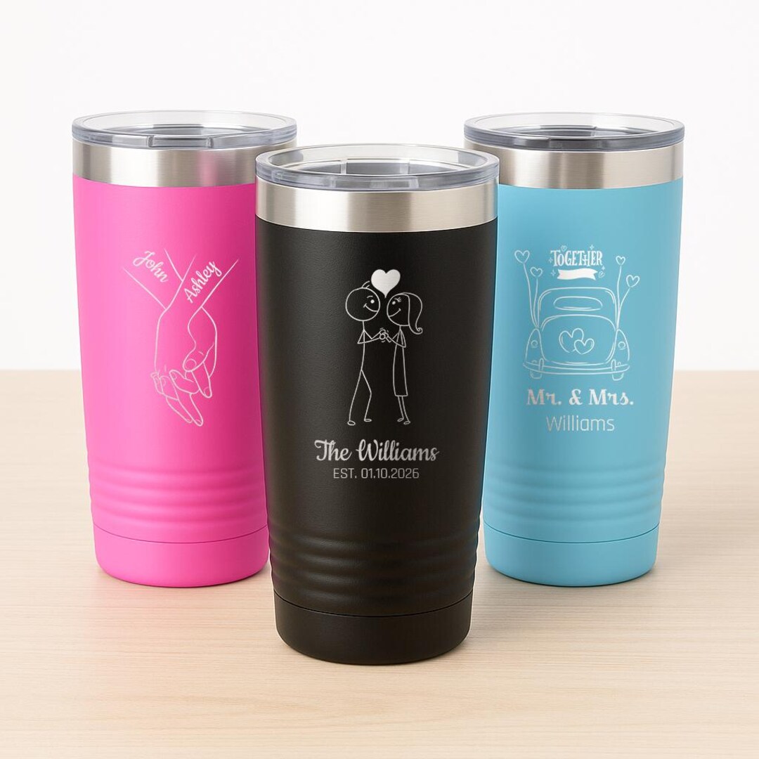 Personalized Couple Engraved Stainless Steel Tumbler – Romantic Gift ...