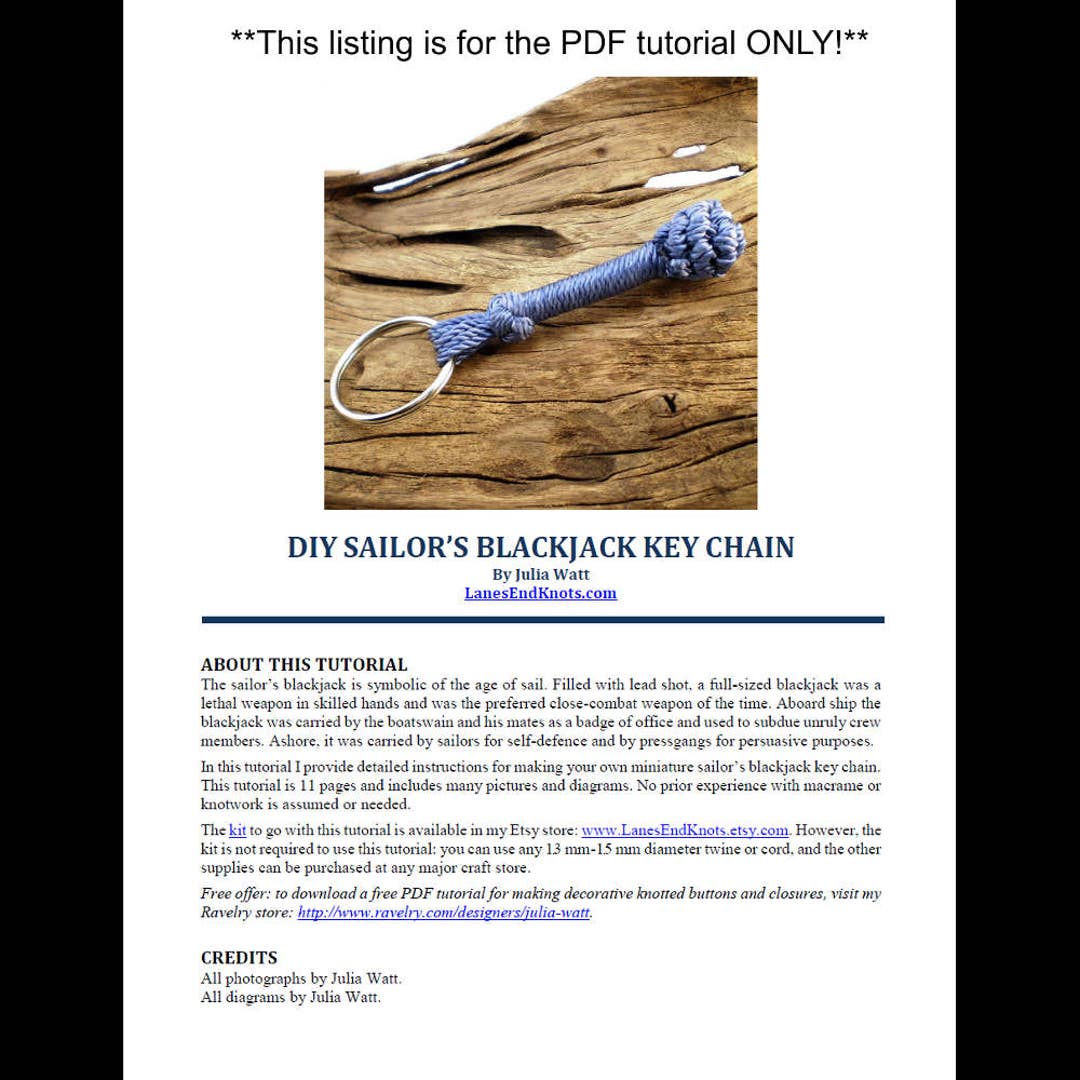 Blackjack Key Chain Tutorial, DIY Macrame Keychain Tutorial, Nautical ...